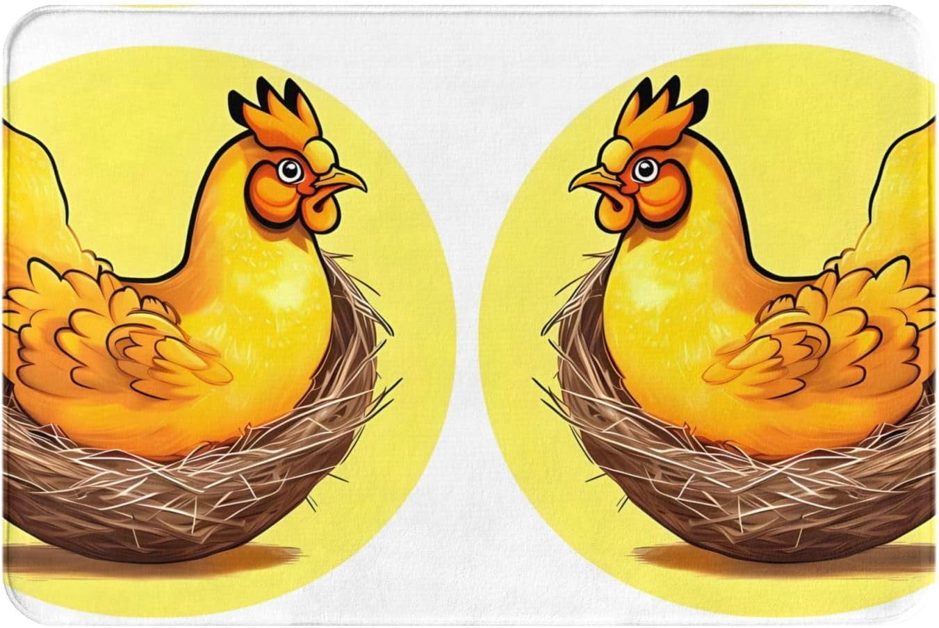 Golden Chicken Print Indoor Doormat Memory Foam Non Slip Rubber Backing ...