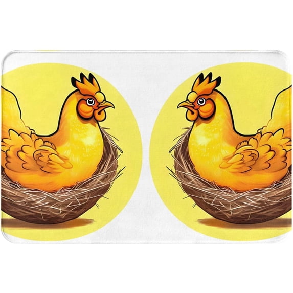 Golden Chicken Print Indoor Doormat Memory Foam Non Slip Rubber Backing ...