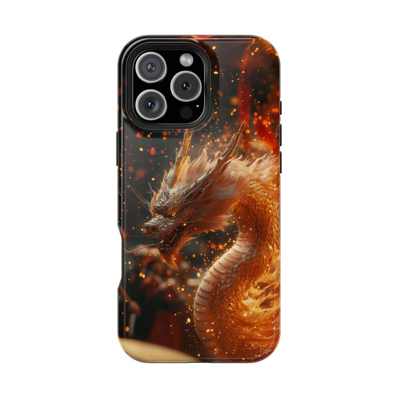 Golden Chinese Dragon Gold Glow Illustration Phone Case for 11 12 13 14 ...