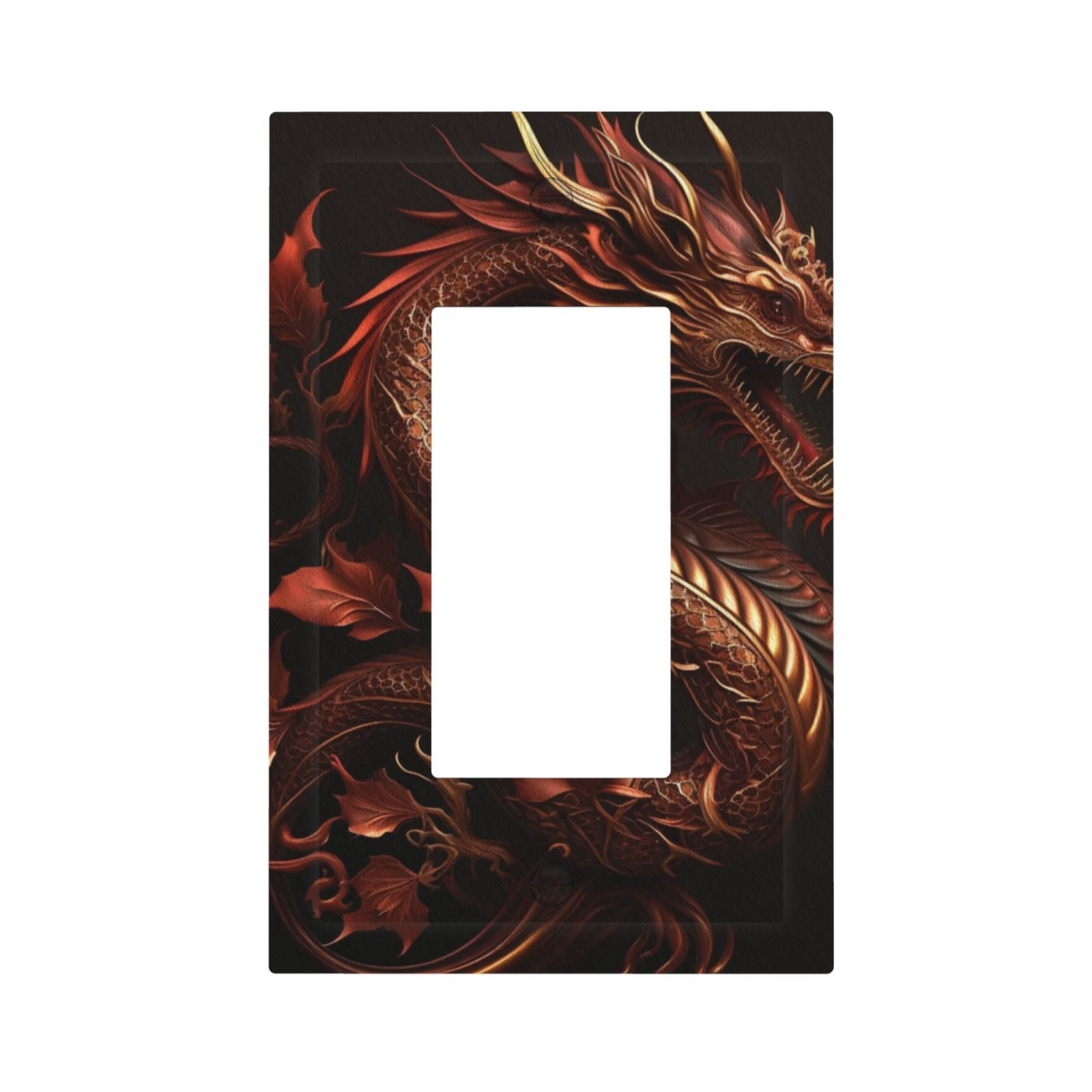 Golden Chinese Dragon Red Art Light Switch Cover Decorator Single Gang ...