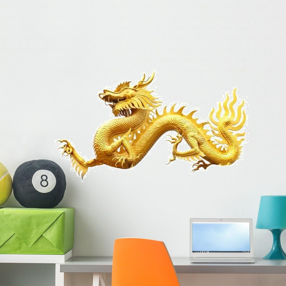 Golden Chinese Dragon Wall Decal Peel and Stick Decals for Boys (36 in ...