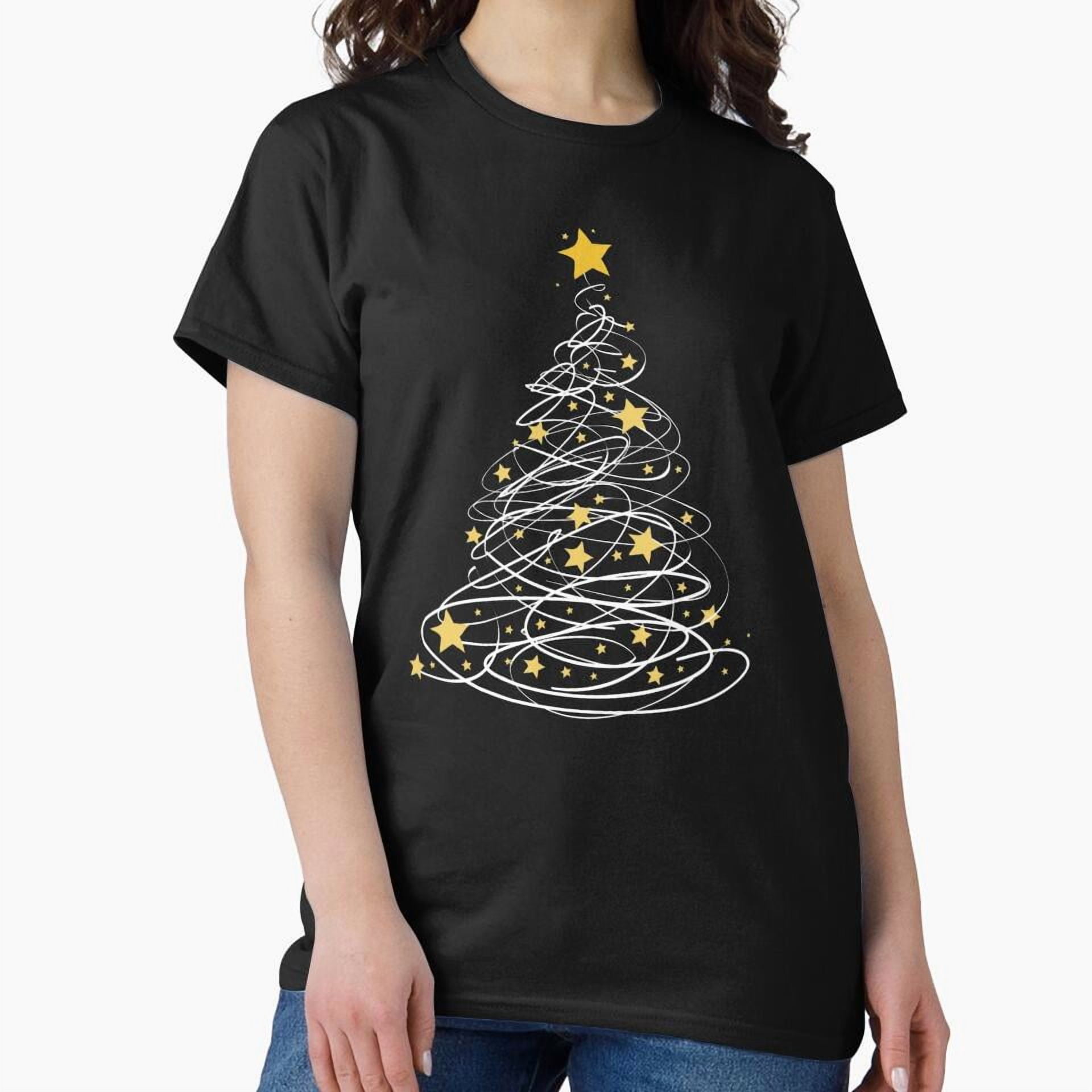 Golden Christmas Tree Pen Art Stars Cute Festive Holiday Gift Design ...