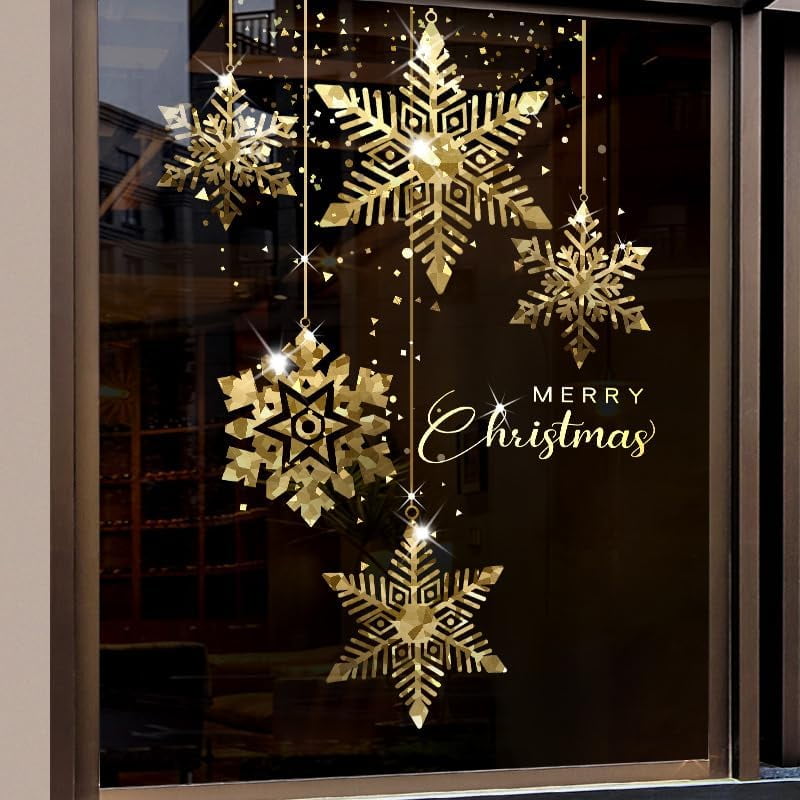 Golden Christmas Tree Window Clings Stickers for Glass, Large DIY ...