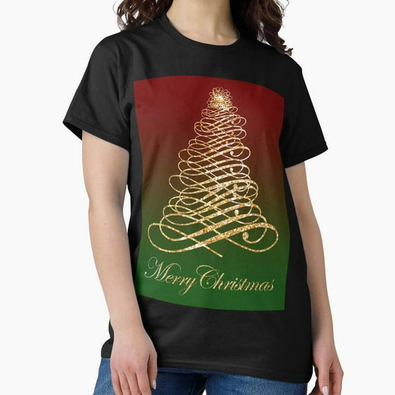 Golden Christmas With A Sparkling Tree And Stars Elegant Holiday Art ...