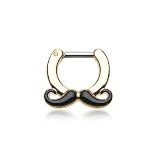 Golden Classic Mustache Septum Clicker - Walmart.com