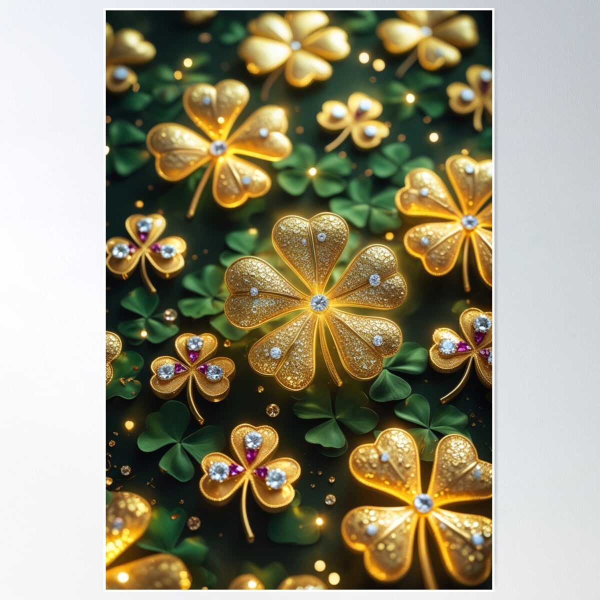 Golden Clover Poster Wall Art, Modern Wall Decor For Living Room ...