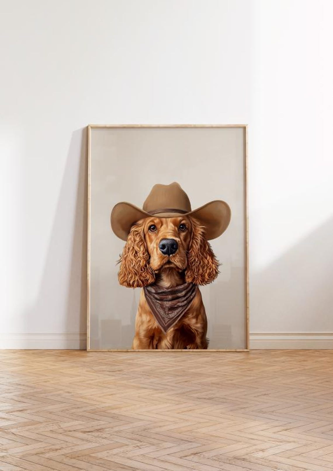 Golden Cocker Spaniel Dog Neutral Aesthetic Print, Vintage Art, Western ...