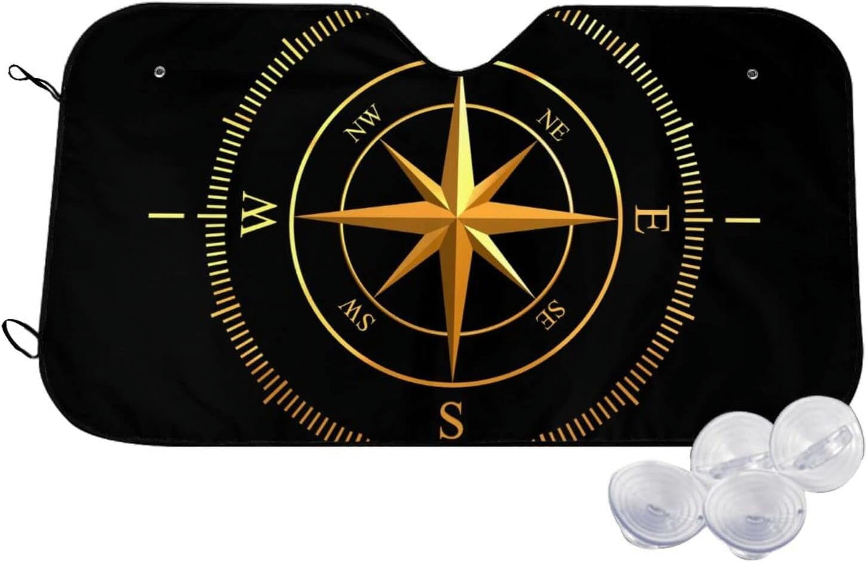 Golden Compass Pattern Windshield Car Sun Shade Front Window Sunshade ...