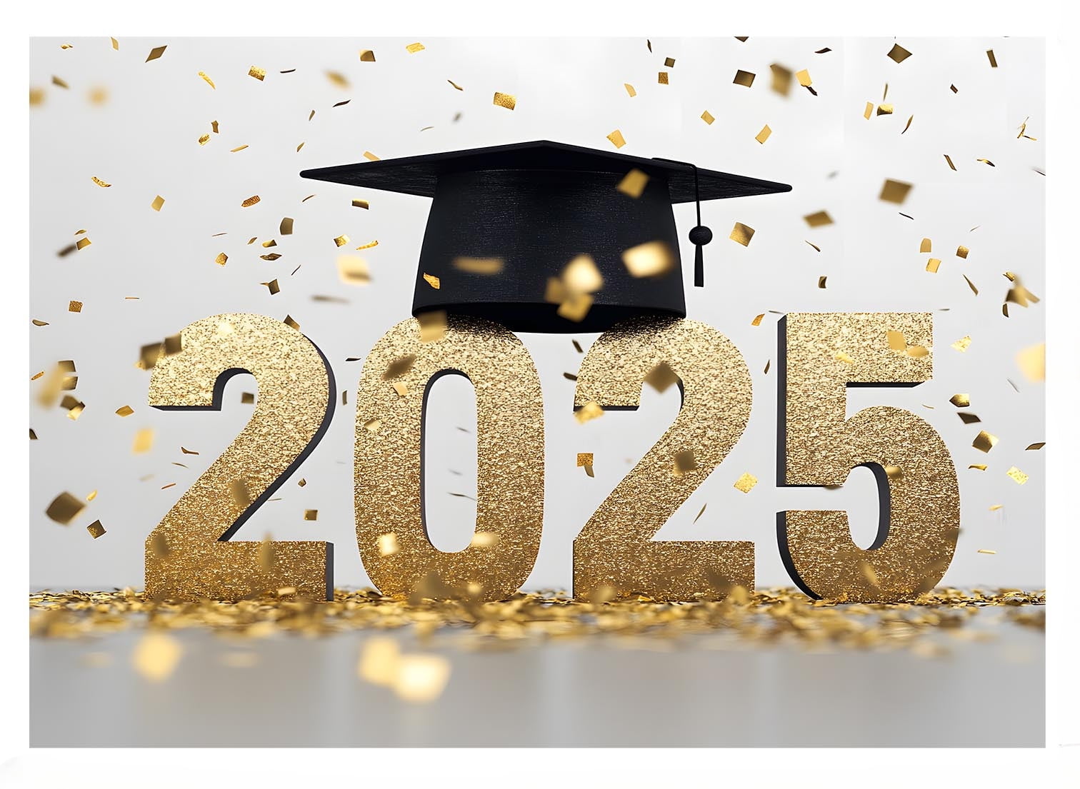 Golden Confetti 2025 Graduation Backdrop Banner - Polyester ...