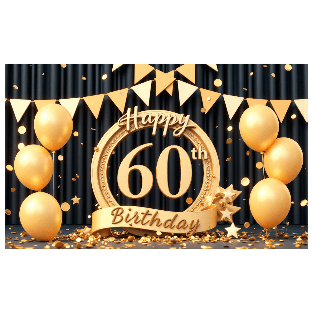 Golden Confetti Happy Birthday Banner Milestone Celebration Decorative ...