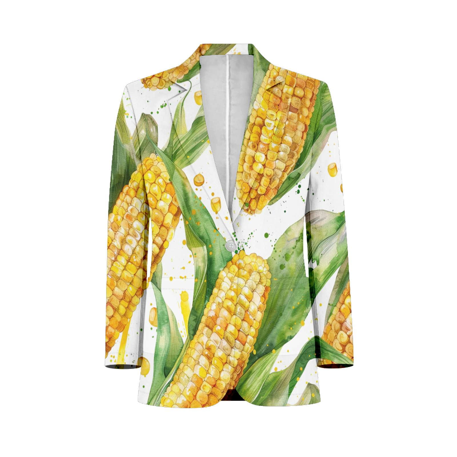 Golden Corn And Kernels Pattern Mens Suits Shawl Collar Slim Fit Suit ...