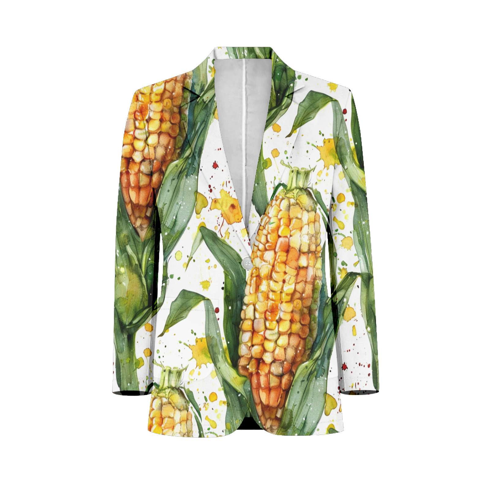 Golden Corn And Kernels Pattern Mens Suits Shawl Collar Slim Fit Suit ...