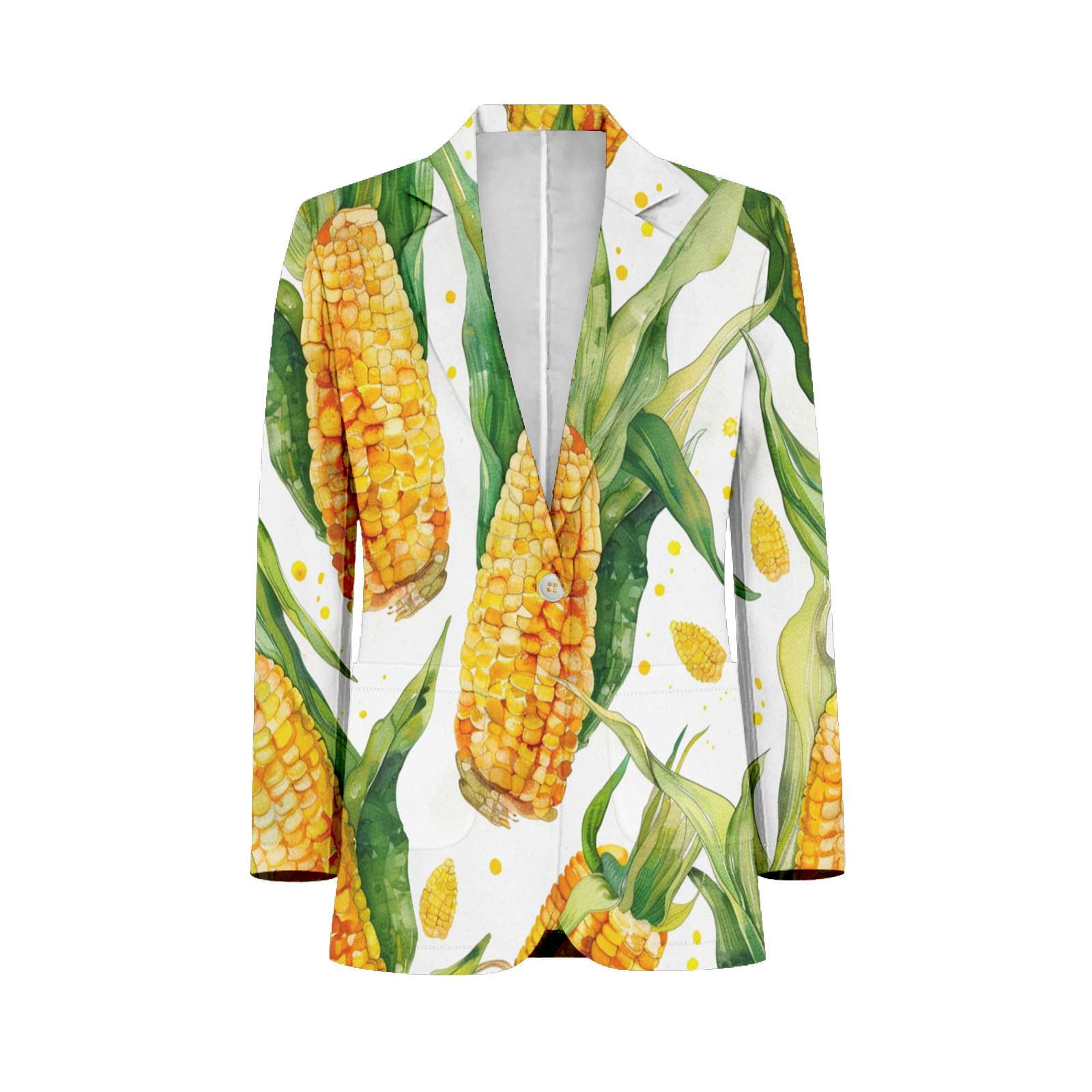 Golden Corn And Kernels Pattern Mens Suits Shawl Collar Slim Fit Suit ...