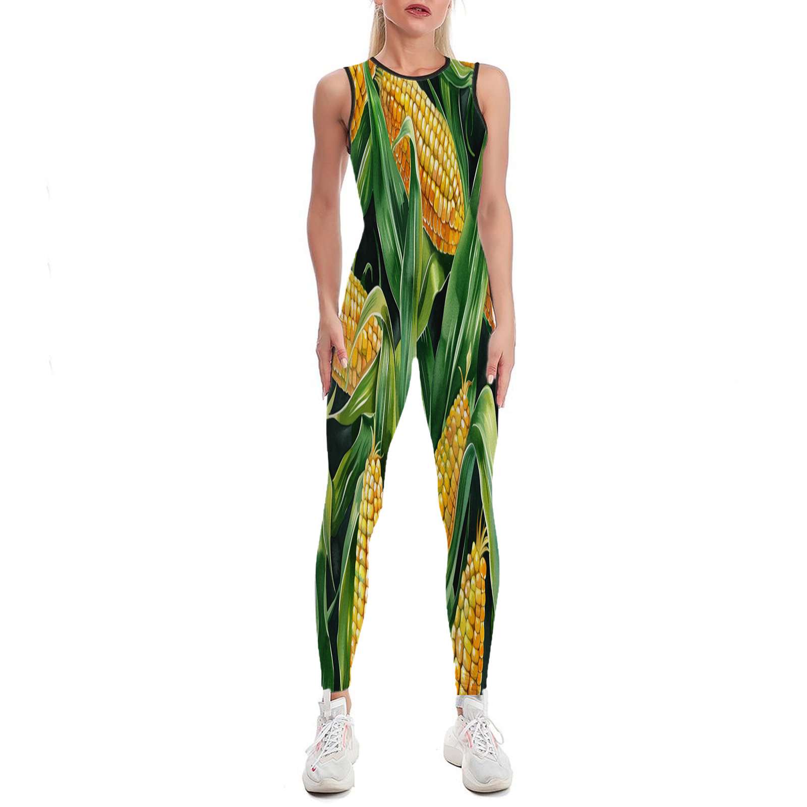 Golden Corn And Kernels Pattern Women's One Piece Yoga Jumpsuits ...