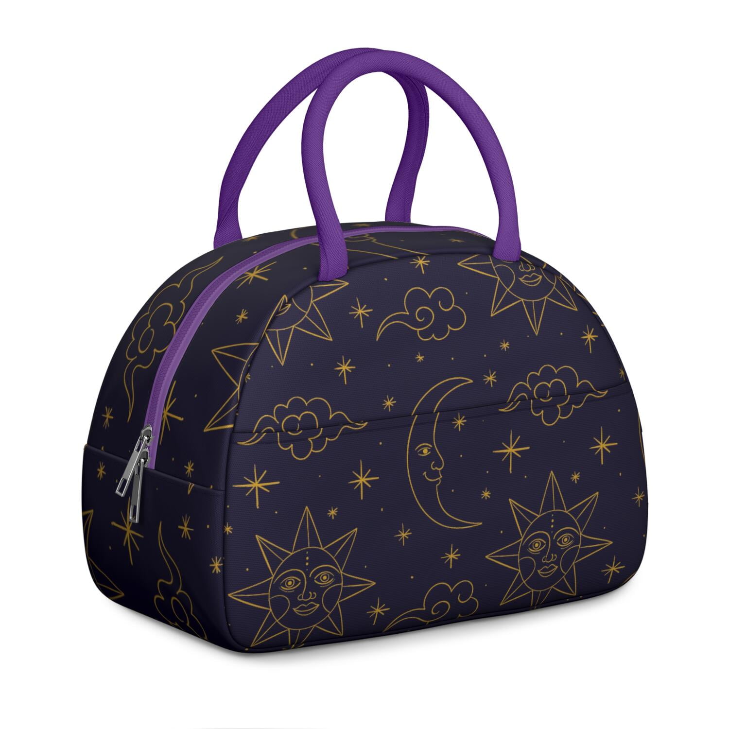 Golden Cosmos Lunch Bag - Spiritual Sun and Moon Art, Large Capacity ...