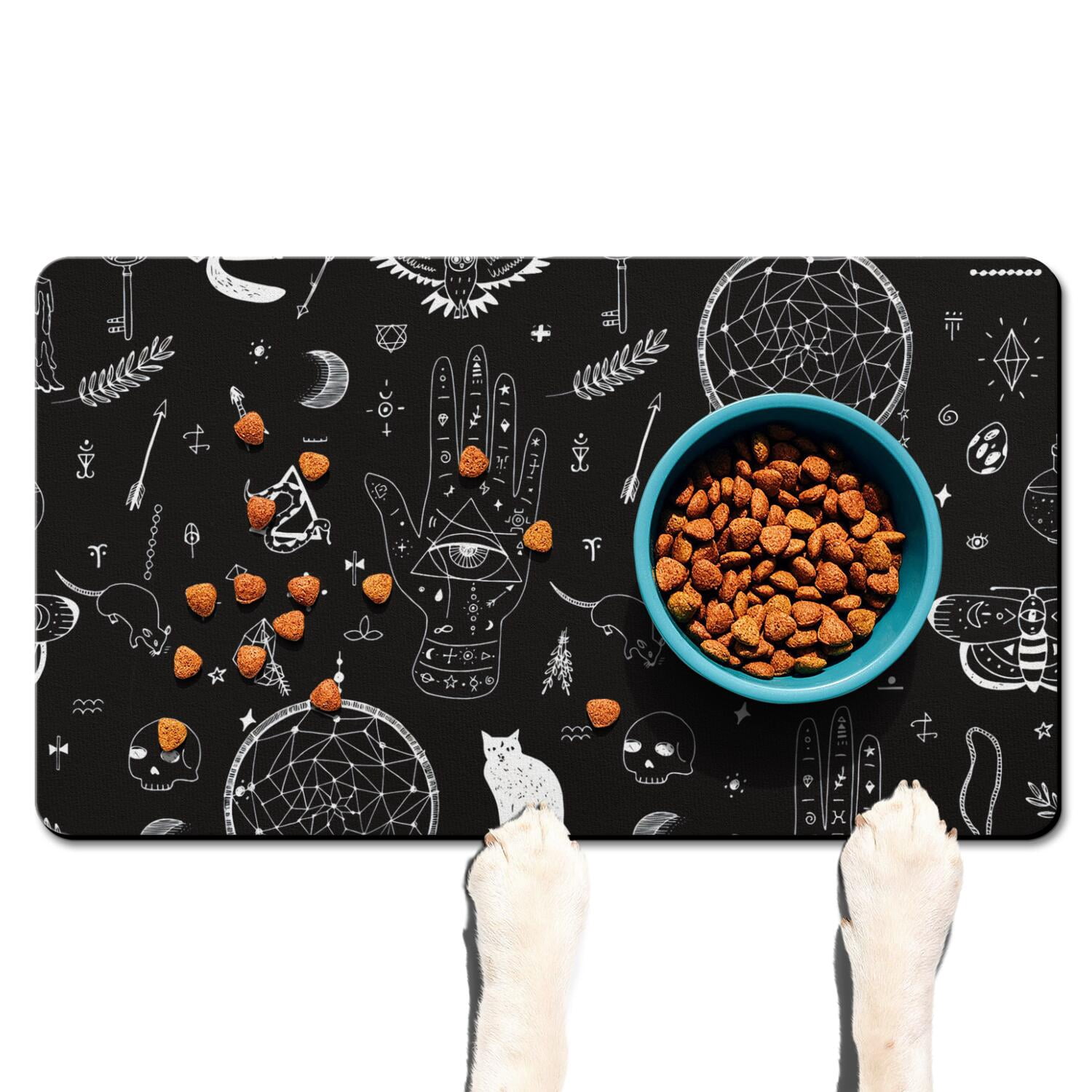 Golden Crescent Moon Dog Bowl Mat - Waterproof & Absorbent, Multi-Layer ...