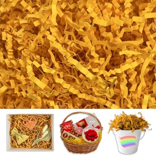Golden Crinkle Cut Paper Shred Filler, 1 LB Basket Filler Shredded ...