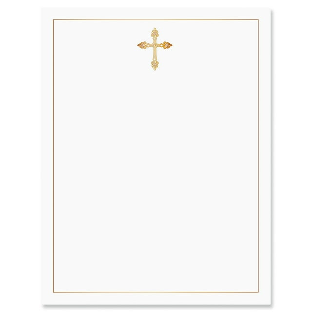 Golden Cross 2 Faith Letter Papers - Set of 25, Religious stationery ...