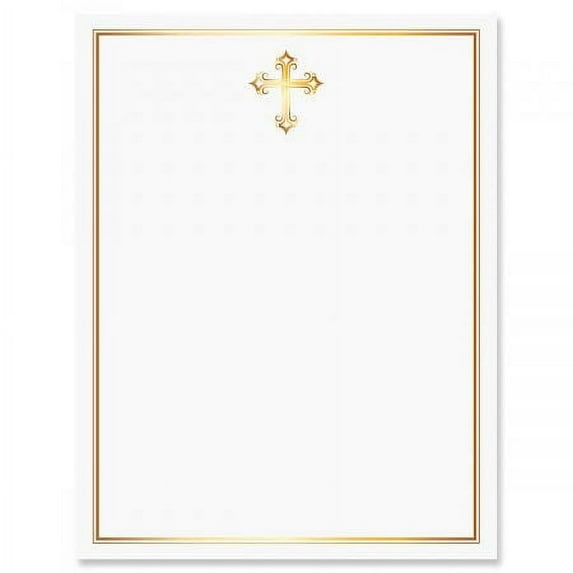 Golden Cross Faith Letter Papers - Set of 25, Religious stationery ...