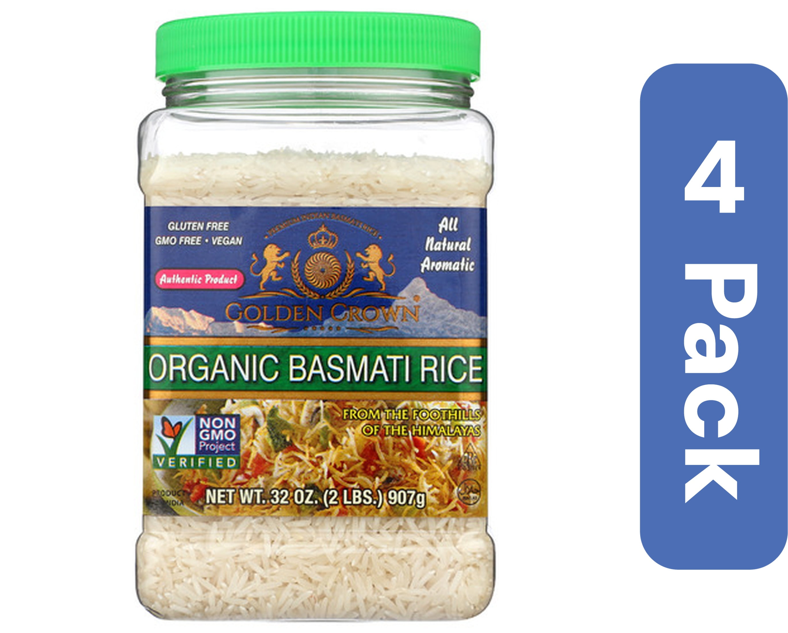Golden Crown Basmati White Rice 32 oz (Pack of 4) - Walmart.com