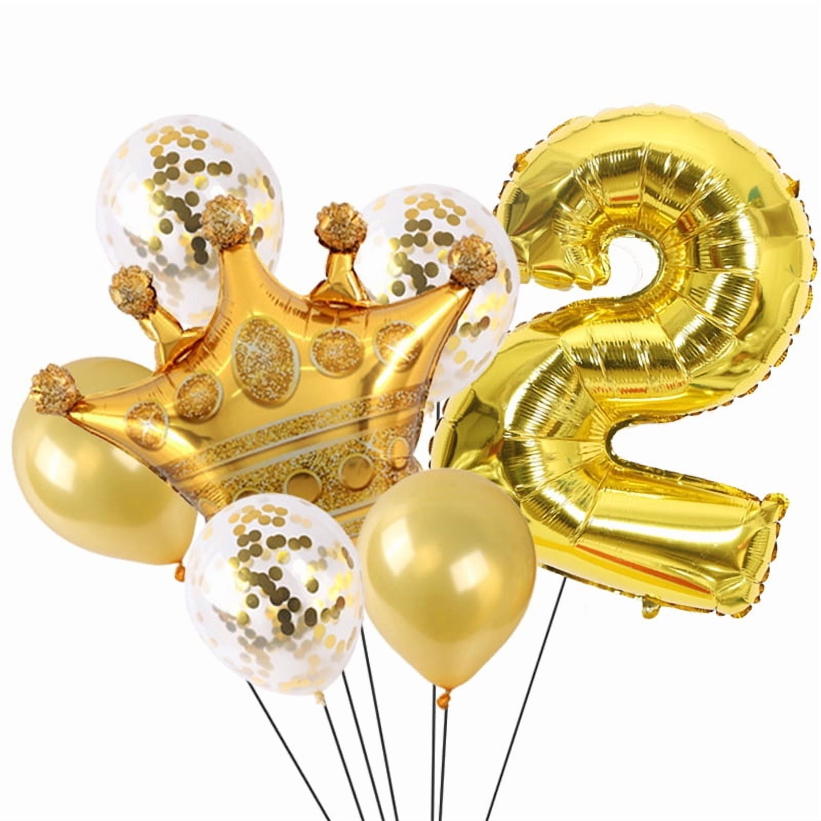 Golden Crown Digital Balloon Set with Sequin Balloons for Birthday ...