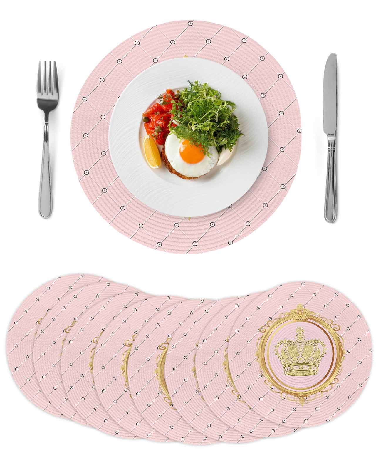Golden Crown Round Placemats Set of 8 for Dinning Tables,Heat-proof ...