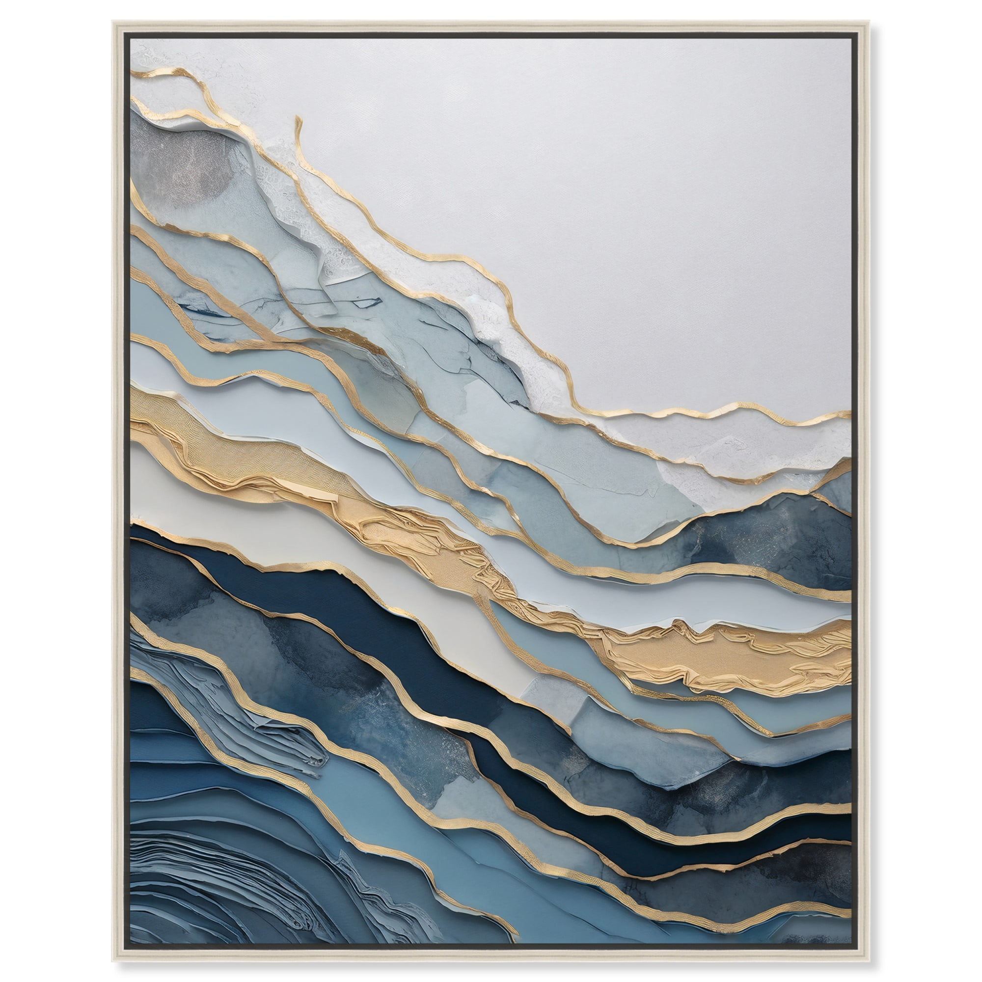 Golden Currents In Water Canvas Modern Blue Abstract Wall Art by Art ...