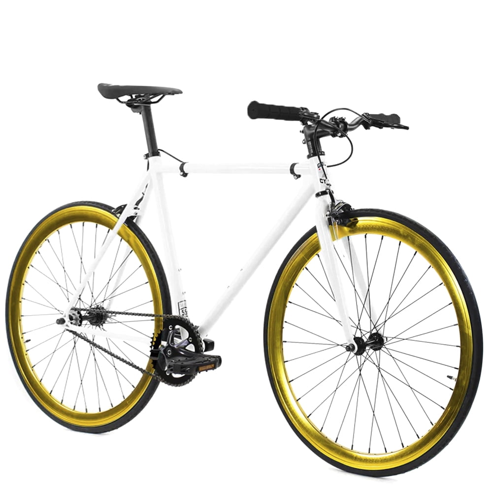 Golden Cycles Single Speed Fixed Gear Bike with Front & Rear Brakes ...