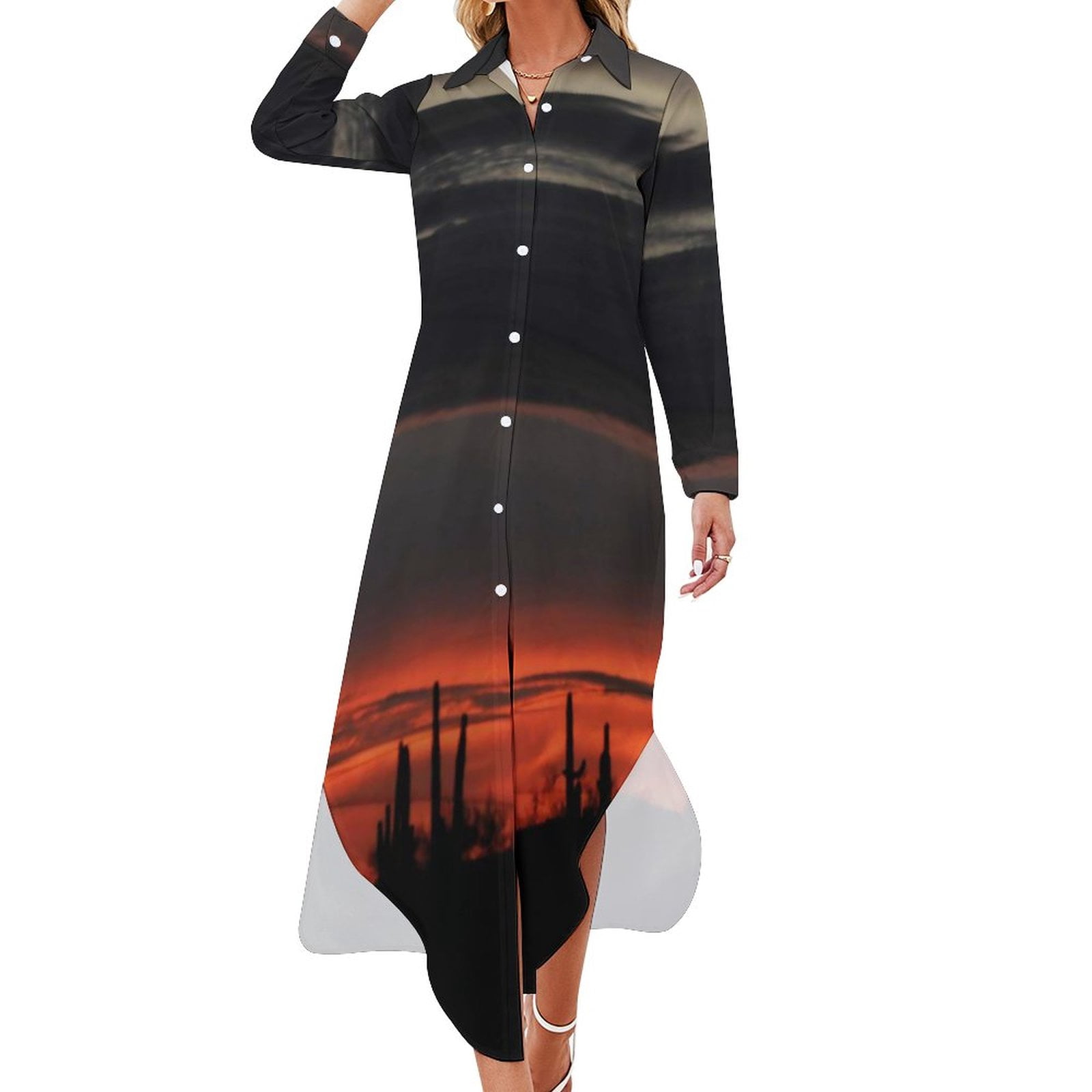 Golden Desert Casual Dress Dunes Sunset Landscape Aesthetic Dresses ...