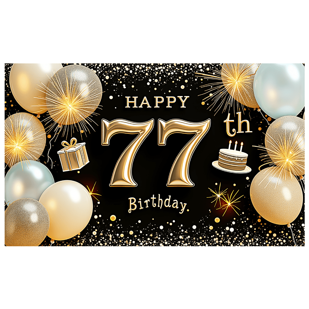 Golden Design Happy Birthday Banner Decorative Celebration Party ...