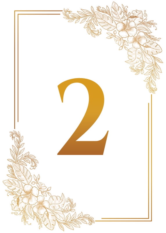 Golden Design Table Number Cards Double Sided Party Table Numbers for ...