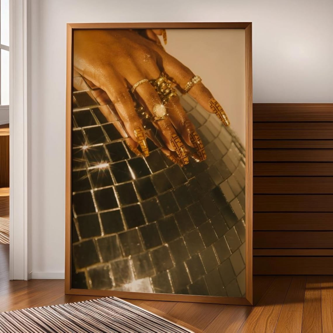 Golden Disco Ball Jewelry Poster Retro Glam Wall Art Poster, Unframed ...
