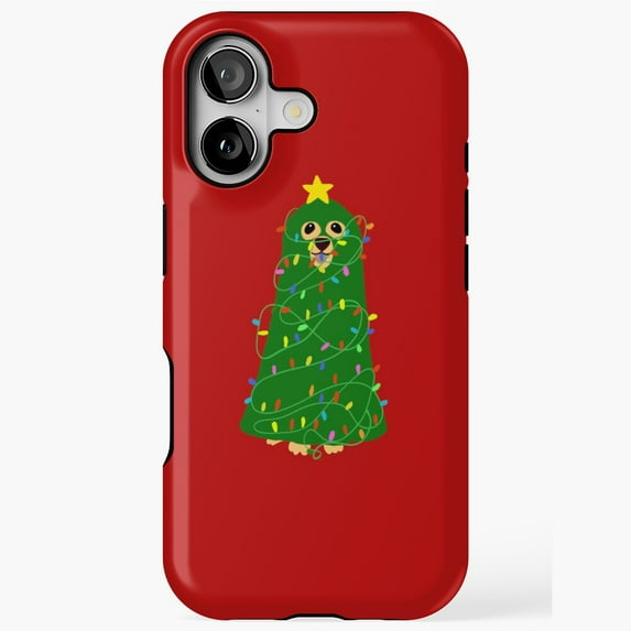 Golden Dog Christmas Tree Case for iPhone 11 12 13 14 15 16 17 Pro Max ...