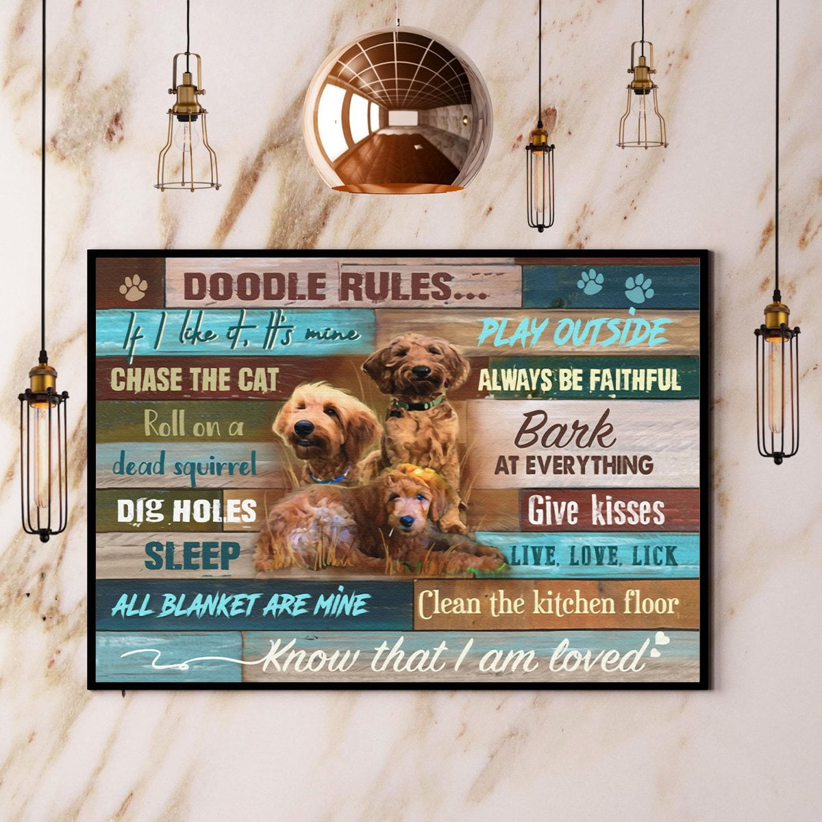 Golden Dog Doodle Rules Know That I Am Loved Paper Poster No Frame ...