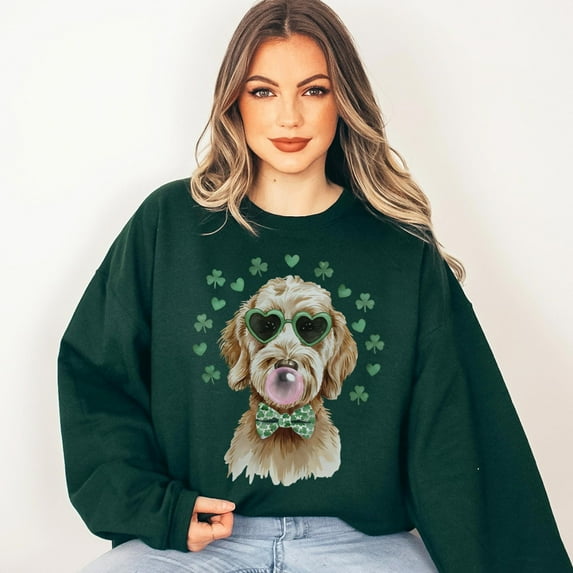 Golden Doodle St Patrick Day Sweatshirt, Lucky Doodle Sweater, Irish ...