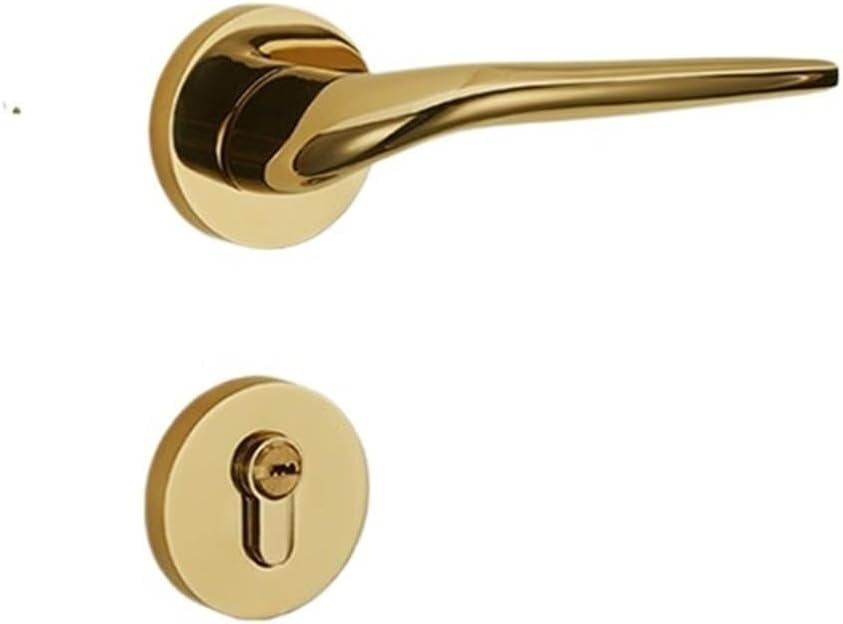 Golden Door Lock Bedroom Indoor Wooden Door Lock Light Luxury Magnetic ...