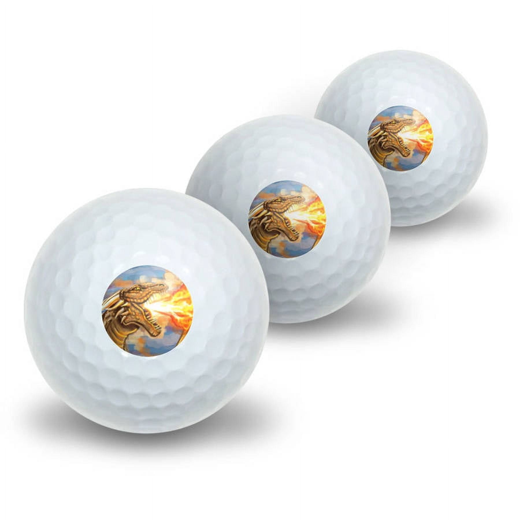Golden Dragon Breathing Fire Fantasy Medieval Novelty Golf Balls, 3pk ...