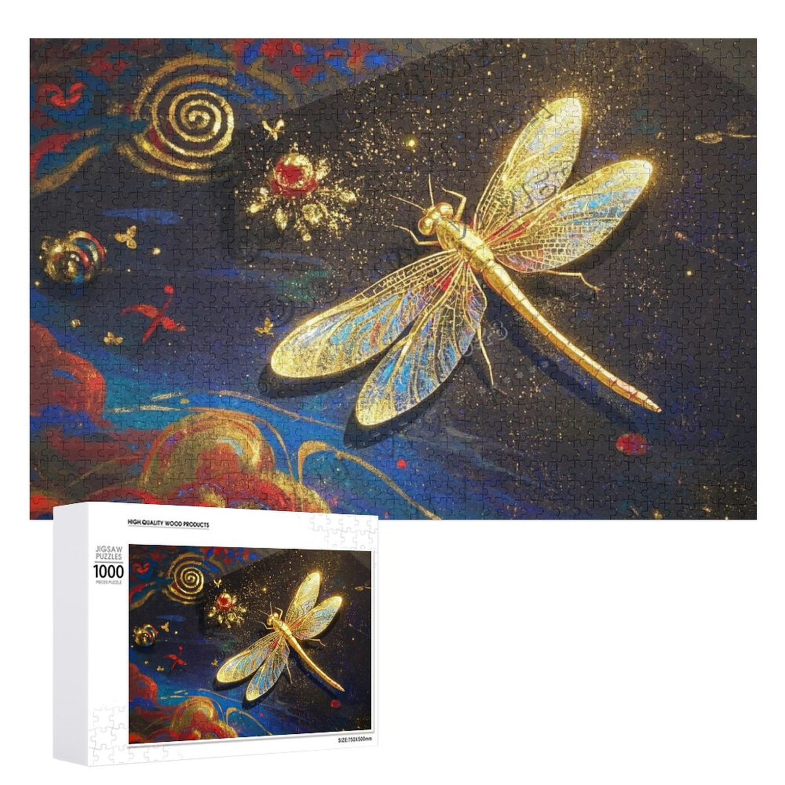 Golden Dragonfly Puzzle – 1000 pcs Wooden Jigsaw for Adults ...