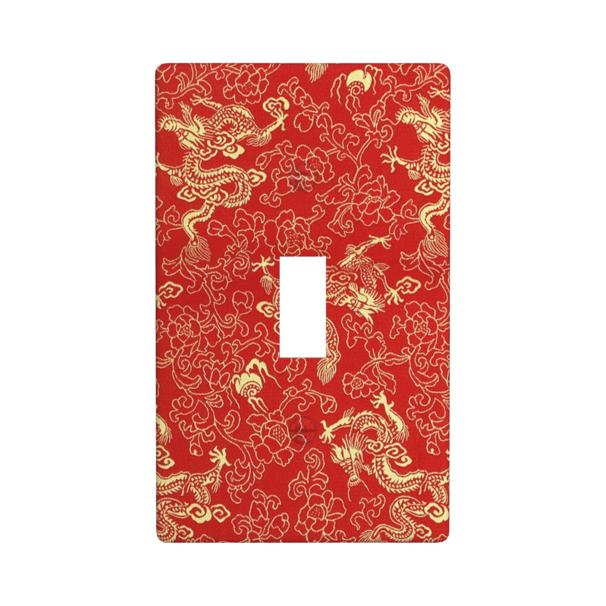 Golden Dragons And Flowers Single Toggle Light Switch Plate Decorative ...