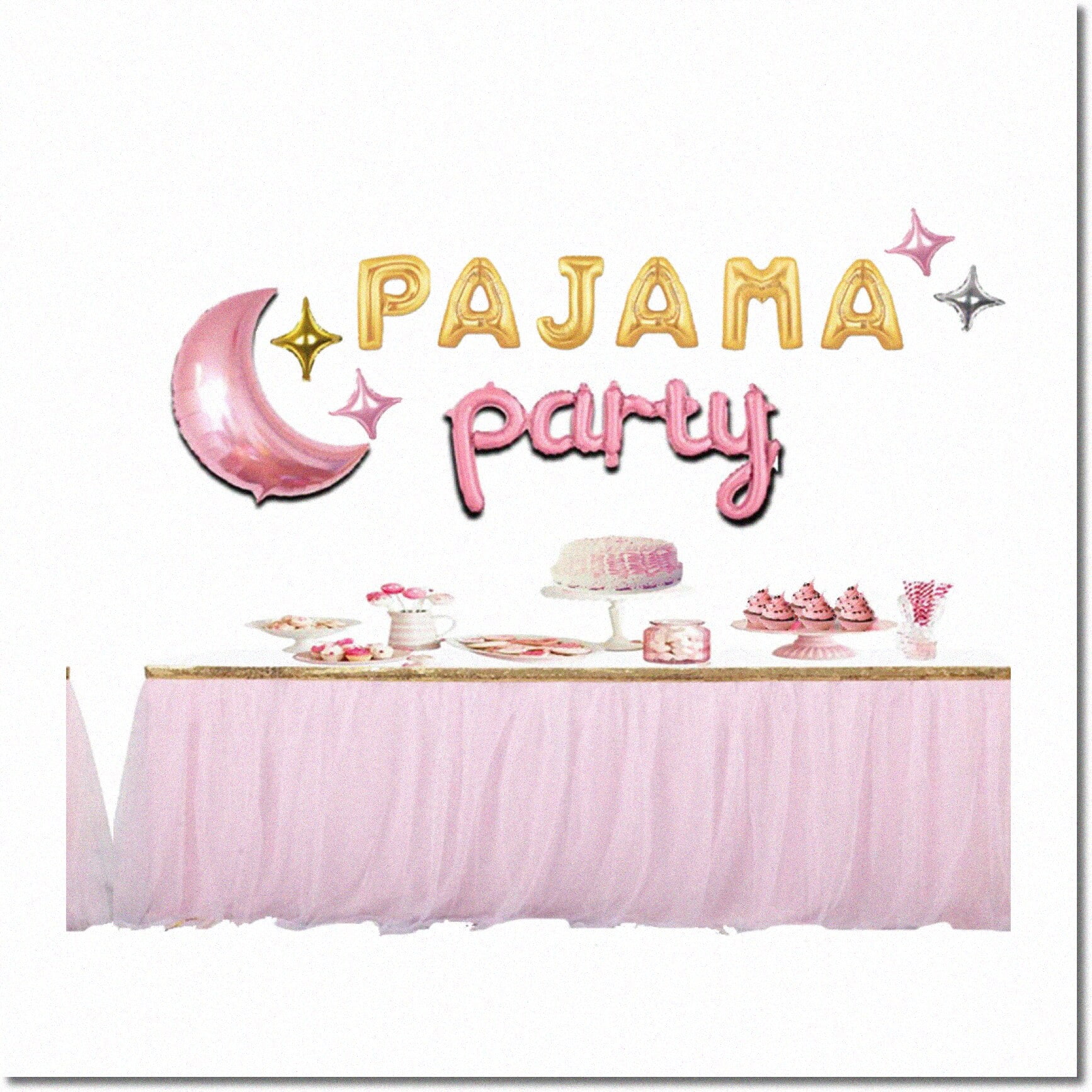 Golden Dreams Pajama Party Kit - 14PCS PJ Themed Decorations, Balloons ...