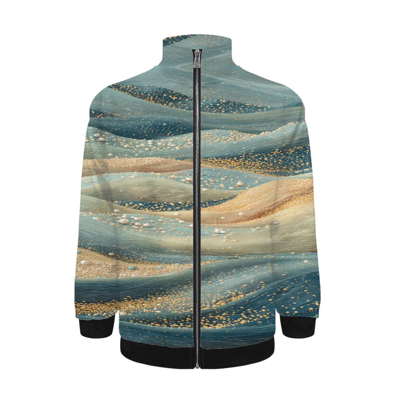 Golden Dust On Wavy Fabric Jacket Men's Street Cool Long Sleeves Coat ...