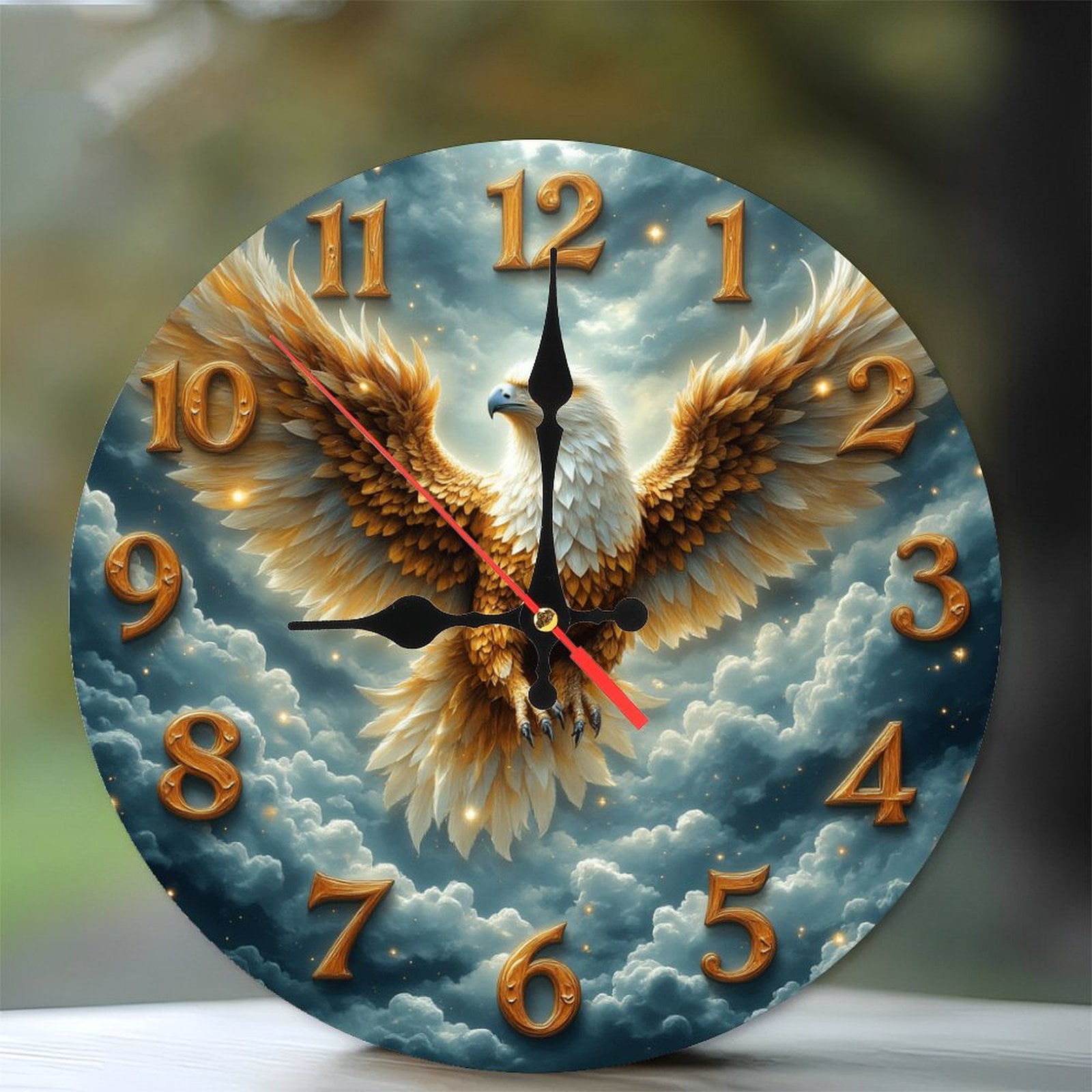 Golden Eagle Clock 10-Inch Silent Wooden Wall Clock, Battery Operated ...