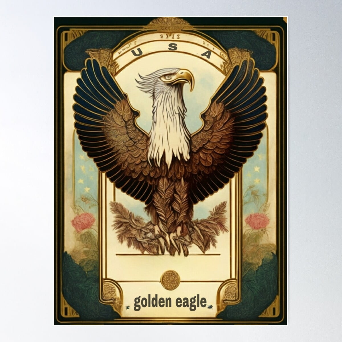 Golden Eagle Poster Wall Art, Modern Wall Decor For Living Room Bedroom, 16x24 UNFRAMED ...