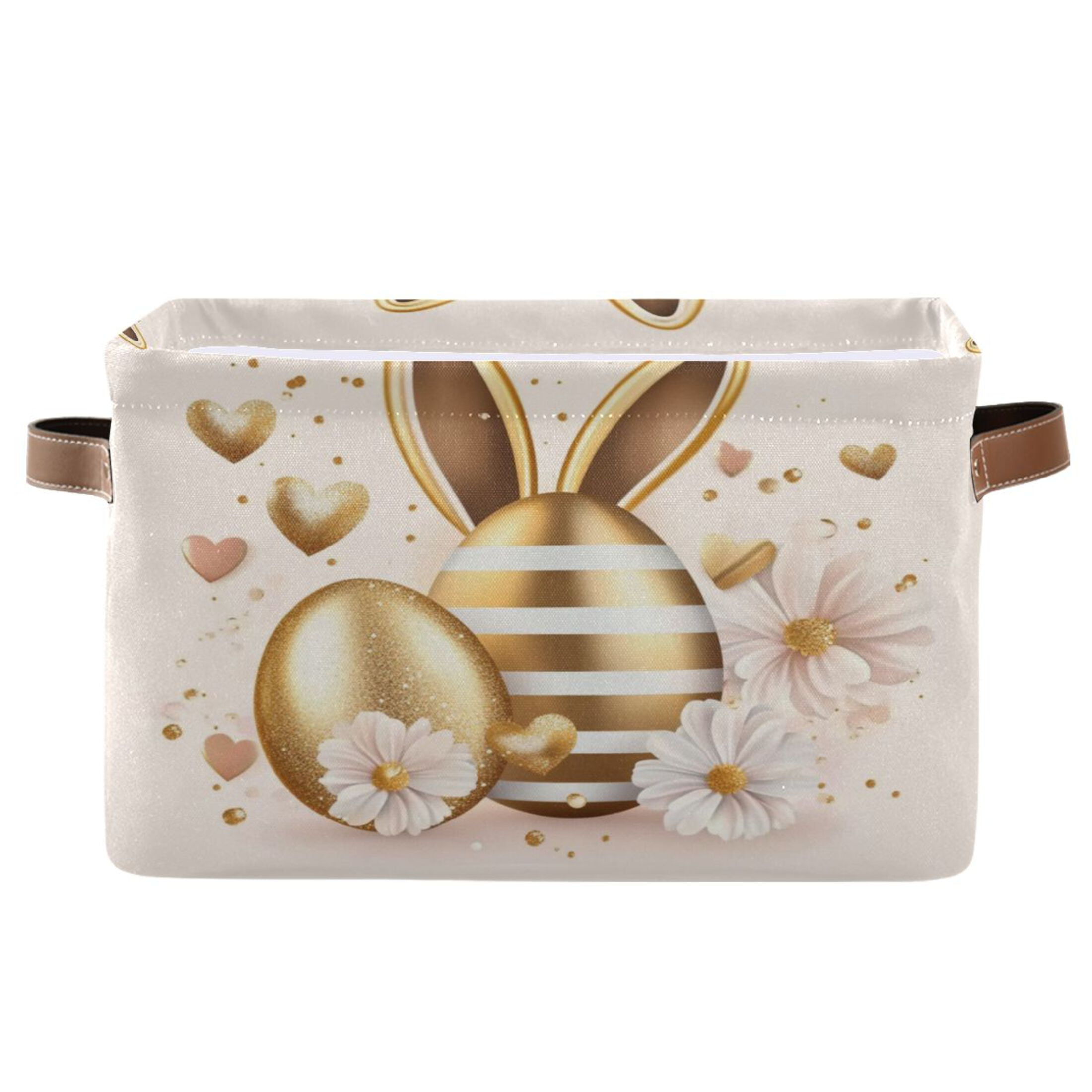 Golden Easter Egg Foldable Storage Basket,Canvas Fabric Foldable ...