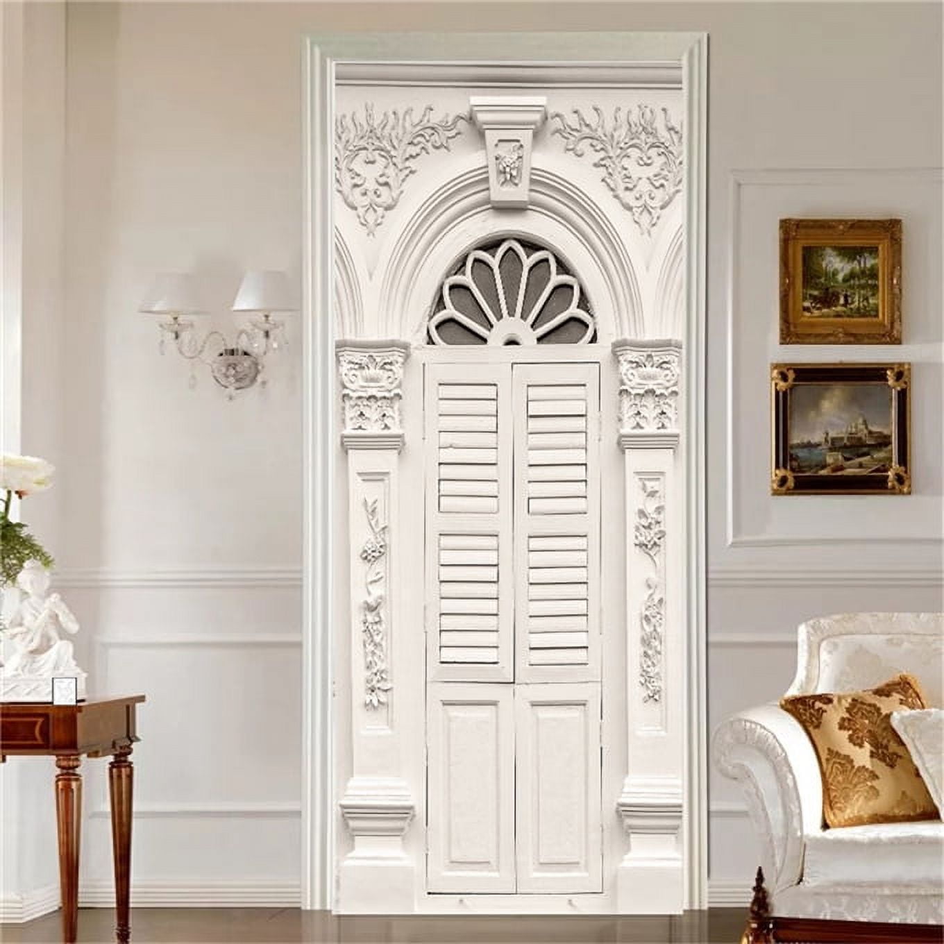 Golden Edge European Style Sticker On The Door Adhesive Vinyl Wallpaper ...