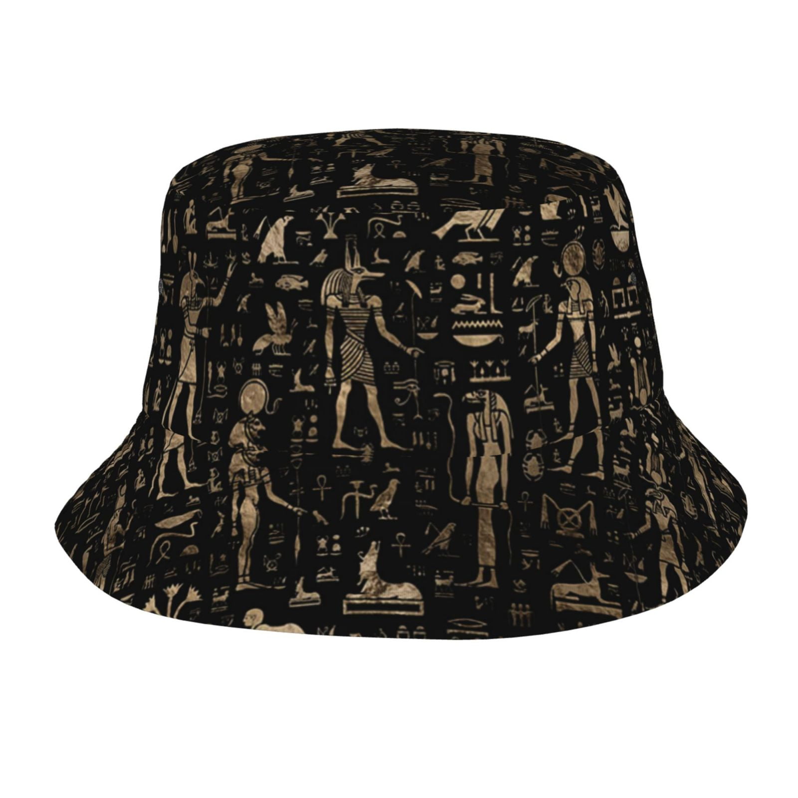 Golden Egyptian Hieroglyphics Bucket Hat, Packable Fisherman Sun Cap ...