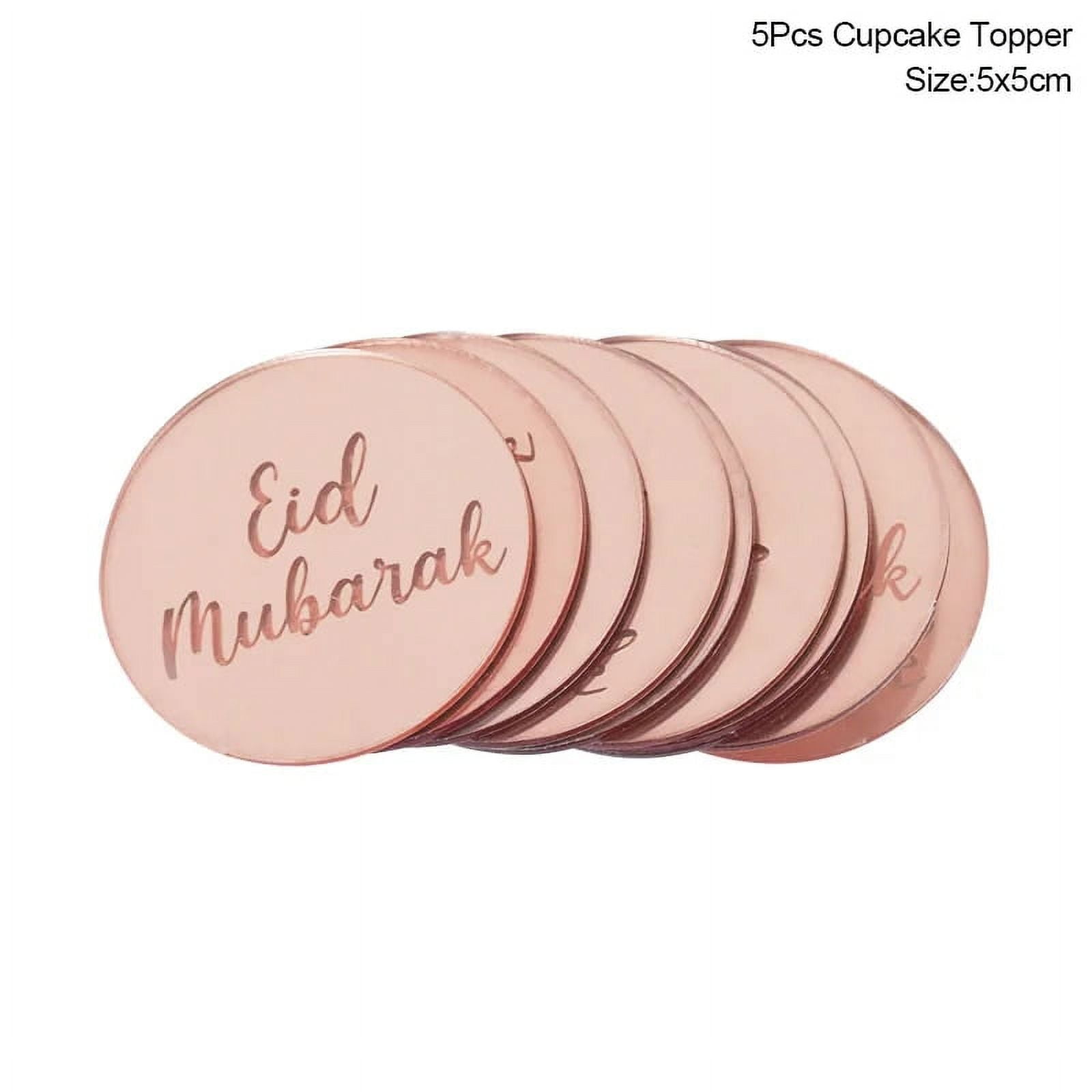 Golden Eid Mubarak Acrylic Cake Toppers Castle Moon CupCake Topper for ...