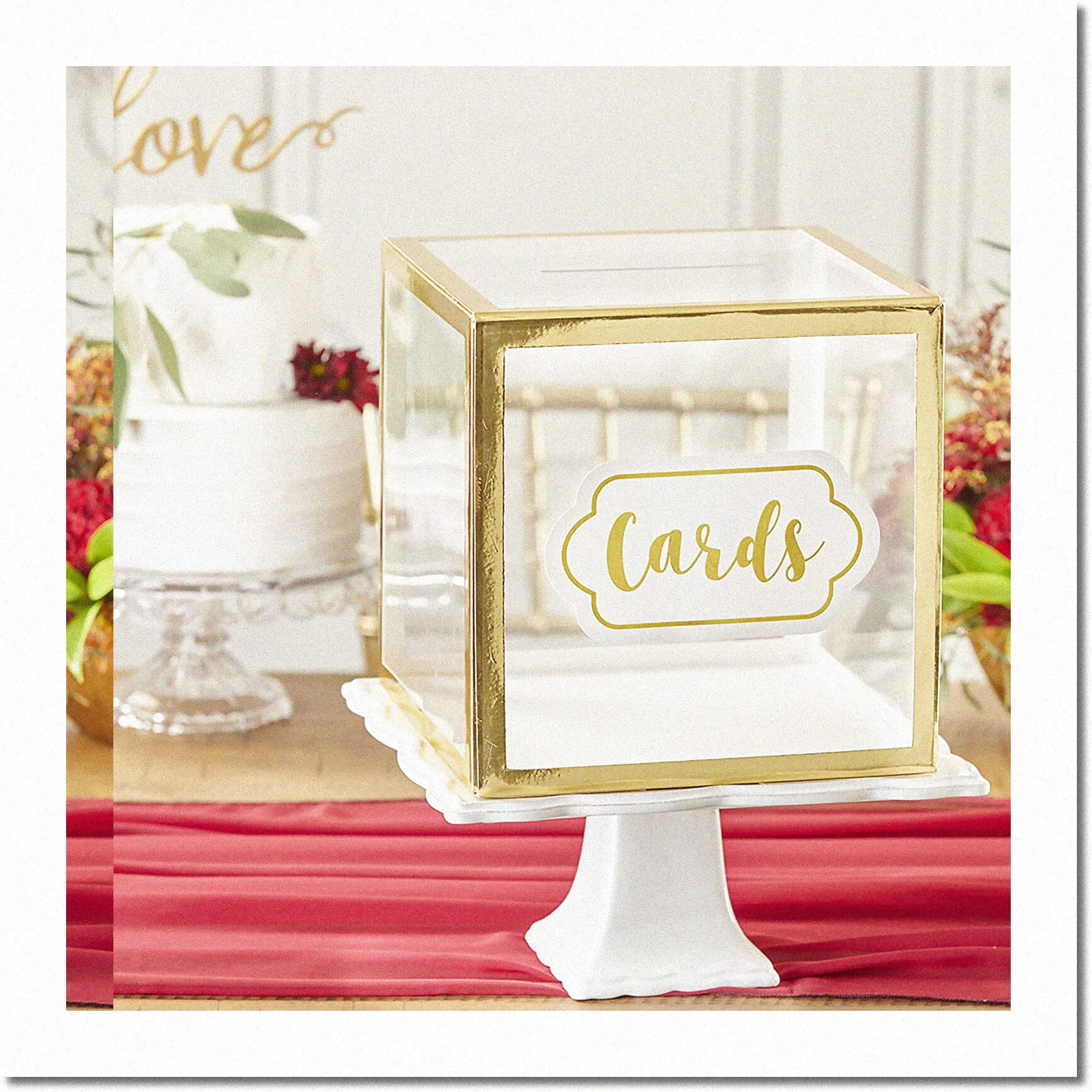 Golden Elegance Wedding Card Chest - Luxurious Gold Clear Box for Your ...