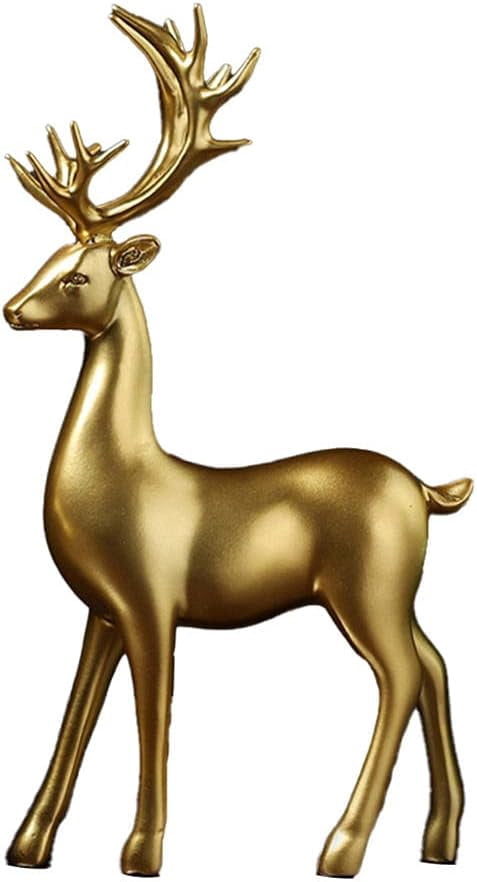 Golden Elk Resin Statue Ornament Standing/Sitting Tabletop Crafts Elk ...