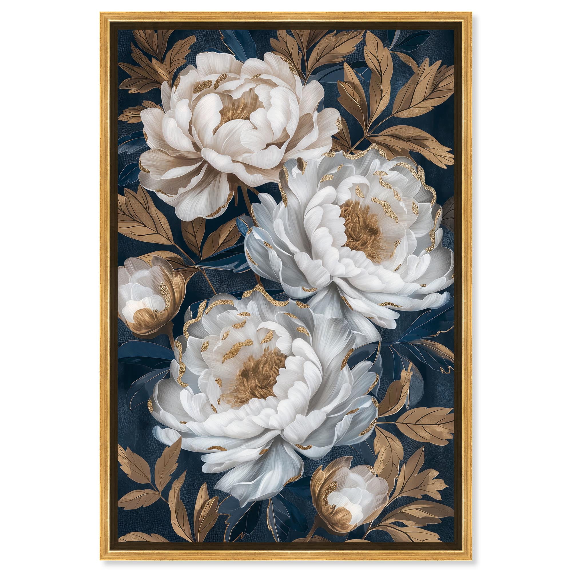Golden Emblems in White II Canvas Luxury Floral Art by Art Remedy, Gold ...